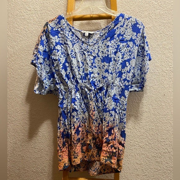 CAbi | Tops | Cabi Tunic In Blue And Orange | Poshmark